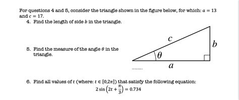 Solved For Questions 4 And 5 Consider The Triangle Shown In Chegg Com