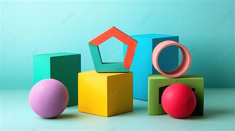 Geometric Shapes In Different Colors Concept Of Creative Logical Thinking Background Abstract