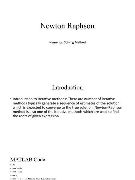 Newton Raphson Numerical Solving Method Pdf