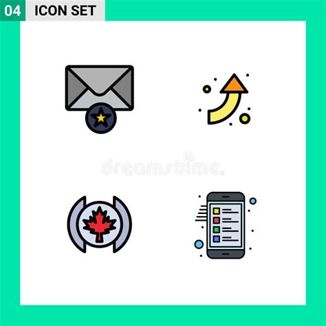 Modern Set Of 4 Filledline Flat Colors And Symbols Such As Mail Checklist Arrow Flag Mobile