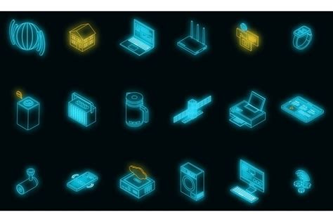 Internet Connection Icons Set Vector Neon 2209158