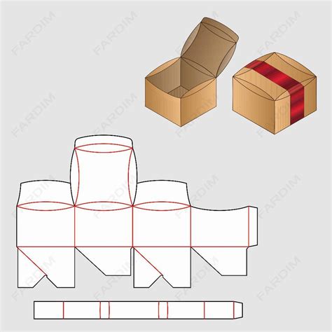 قالب دایکات جعبه و طرح بسته بندی کارتن گیفت باکس سفارشی کد 232 دانلود طرح