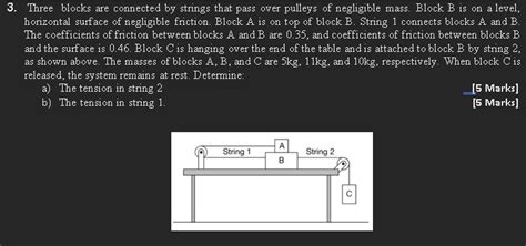 Solved Three Blocks Are Connected By Strings That Pass Over