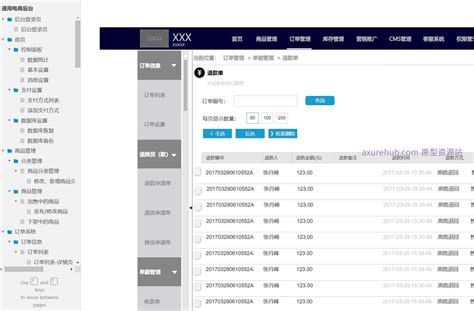 通用电商后台管理系统产品axure原型模板案例下载axurehub产品原型资源站