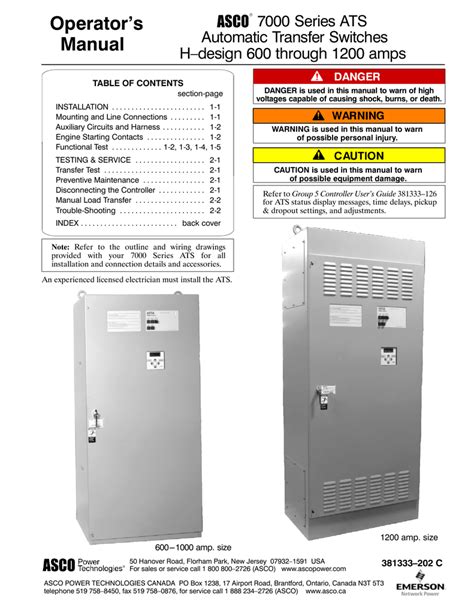 Asco Automatic Transfer Switch Series 300 Wiring Diagram