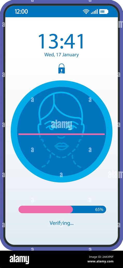 Face Recognition App Smartphone Interface Vector Template Mobile Page