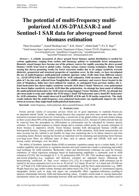 Pdf The Potential Of Multi Frequency Multipolarized Alos 2 Palsar 2