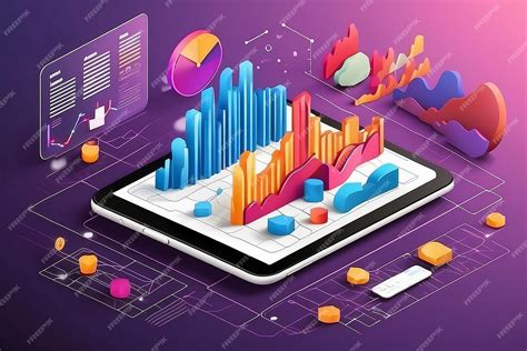 Premium Photo Online Statistics And Data Analytics Isometric Application Business Graph And