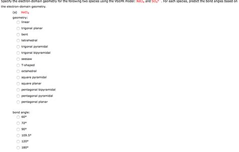 Solved S0 4 2 Geometry Linear Trigonal Planar Bent