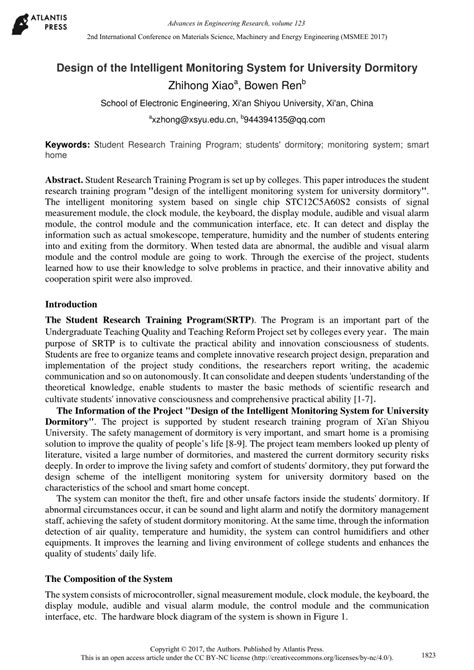 Pdf Design Of The Intelligent Monitoring System For University Dormitory