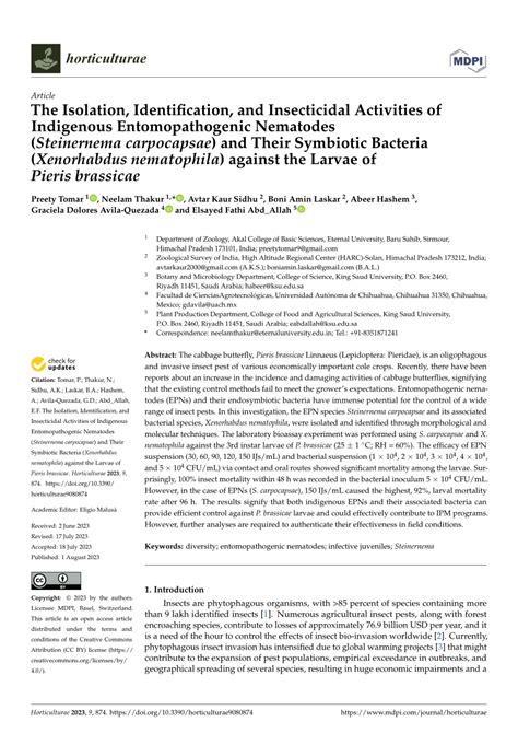 Pdf The Isolation Identification And Insecticidal Activities Of Indigenous Entomopathogenic