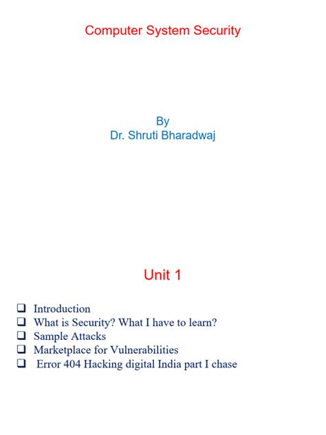 Computer System Security Unit 1 Pdf Malware Security