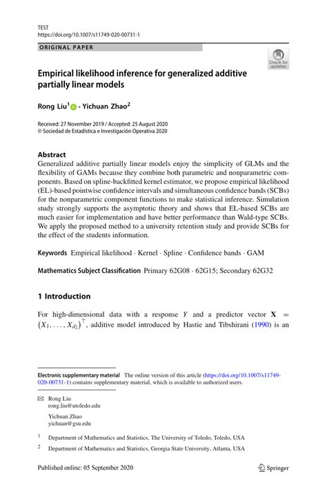 Pdf Empirical Likelihood Inference For Generalized Additive Partially