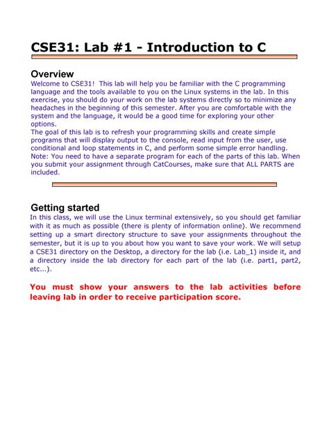 Cse31 Lab1 Lab Manualinstructions Warning Tt Undefined Function