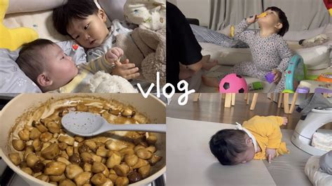 Vlog 형제육아브이로그 20대엄마의 독박육아 브이로그 뒤집기지옥 아이반찬만들기 새송이버섯장조림 청경채두부볶음 다이소 옥스퍼드 레고 다이소신상