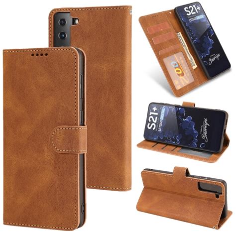 삼성 갤럭시 S22 Ultra 5g 판타지 클래식 스킨 느낌 송아지 가죽 질감 자석 버클 수평 플립 Pu 전화 가죽 케이스