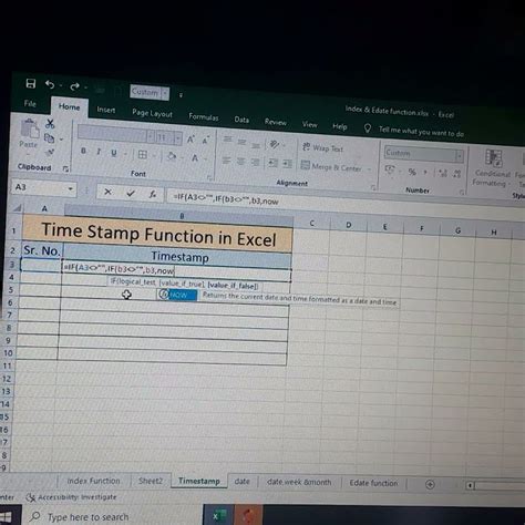 Timestamp In Excel Apply Formula Learning Youtube