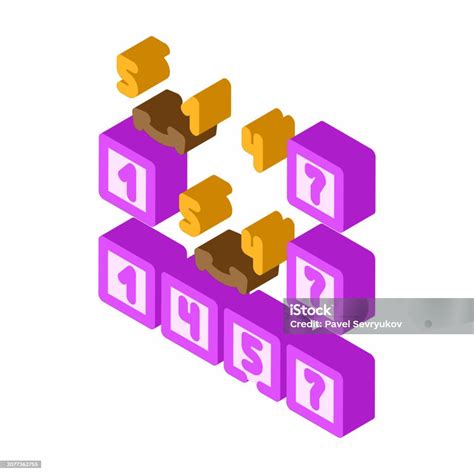 insertion sort algorithm isometric icon vector illustration stock