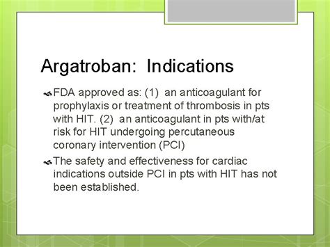 Argatroban As An Alternative To Heparin For Vascular