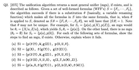 Solved 2 25 The Unification Algorithm Returns A Most
