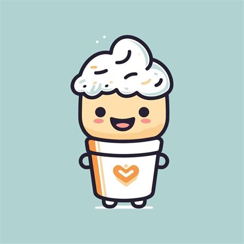 귀여운 아이스크림 마스코트 로고 그림 프리미엄 벡터