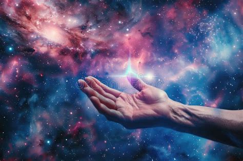Conceptual Design Of A Hand Extending From A Galaxy Touch Of Human