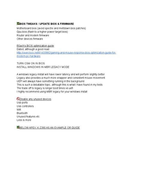 1 Bios Tweaks Pdf Bios Booting