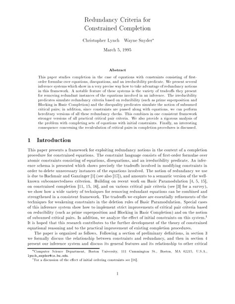 Pdf Redundancy Criteria For Constrained Completion