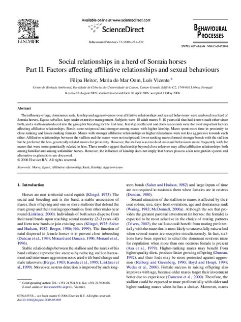 Pdf Social Relationships In A Herd Of Sorraia Horses Part Ii Factors