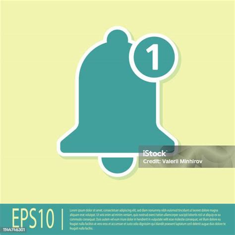 노란색 배경에 고립 된 녹색 벨 아이콘입니다 새 알림 아이콘입니다 새 메시지 아이콘입니다 평면 디자인입니다 벡터 일러스트 0명에 대한 스톡 벡터 아트 및 기타 이미지