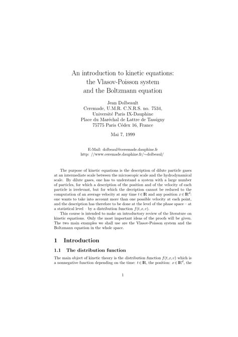 The Vlasov Poisson System And The Boltzmann Equation Docslib