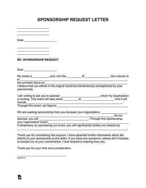 Free Sponsorship Request Letter Pdf Word Eforms