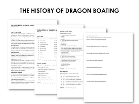 The History Of Dragon Boating Infotext And Exercises Teaching Resources