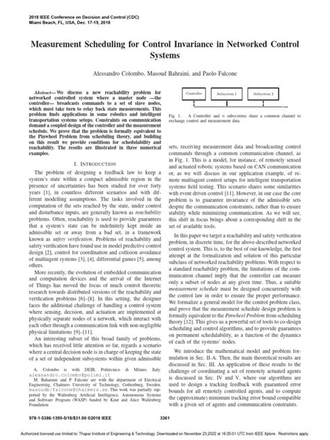 Measurement Scheduling For Control Invariance In Networked Control Systems Pdf Matrix