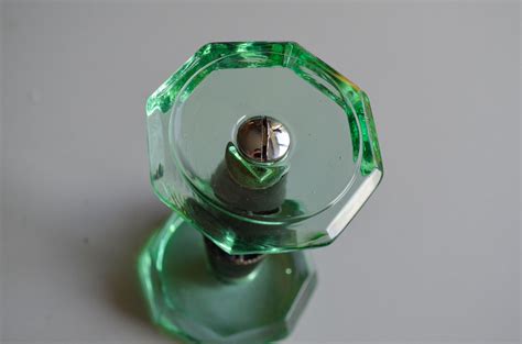 Vintage Green Glass Door Knob Handle Pair сlear Crystal Door Etsy