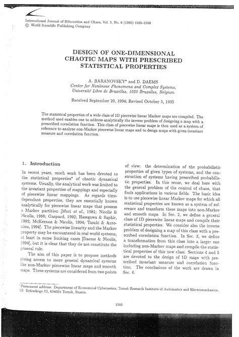 Pdf Design Of One Dimensional Chaotic Maps With Prescribed