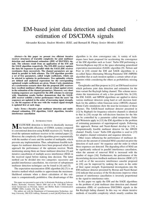 PDF EM Based Joint Data Detection And Channel Estimation Of DS CDMA Signals