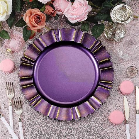 Efavormart Set Of 6 13 Round Purple Plastic Charger