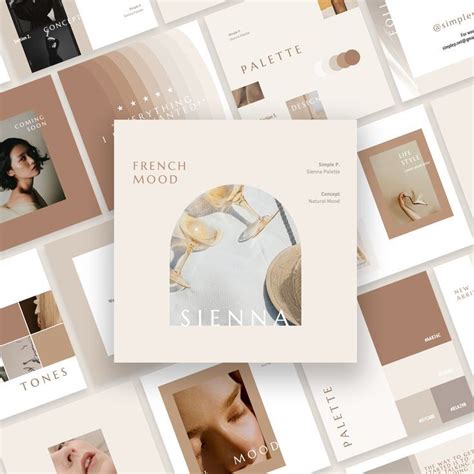 예쁜 인스타그램 피드 Sienna 팔레트 소셜 팩 Simple P Social Media Template Instagram Post Template