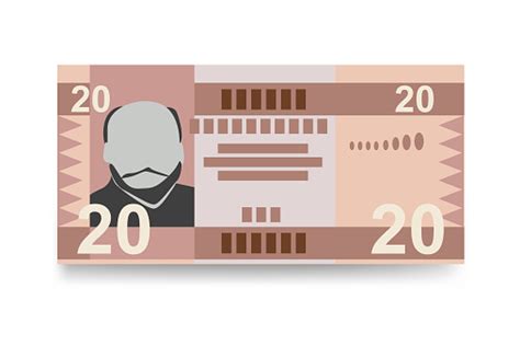 남 수단 파운드 벡터 일러스트 레이 션입니다 남수단 머니 세트 번들 지폐 지폐 20 Db 플랫 스타일 흰색 배경에 격리 심플한