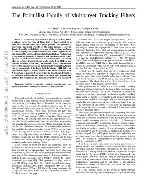 Pdf Pointillist Filters For Multitarget Tracking