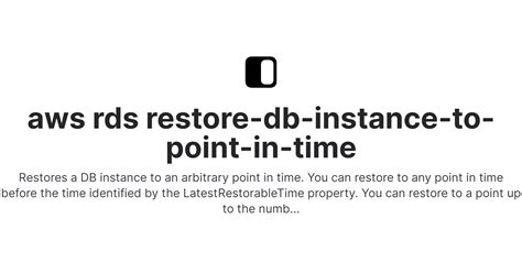 Aws Rds Restore Db Instance To Point In Time Fig