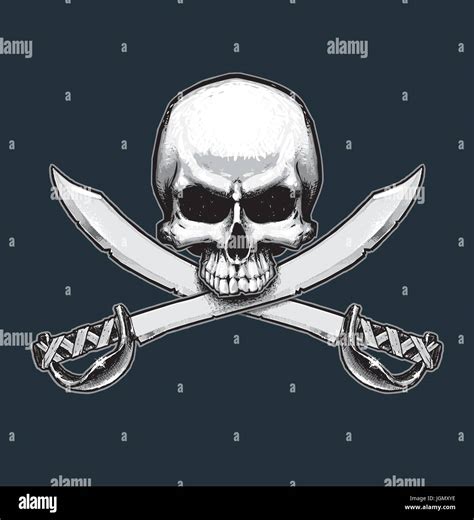 Vector Illustration Of The Pirate Flag Sign Skull And Crossed Swords