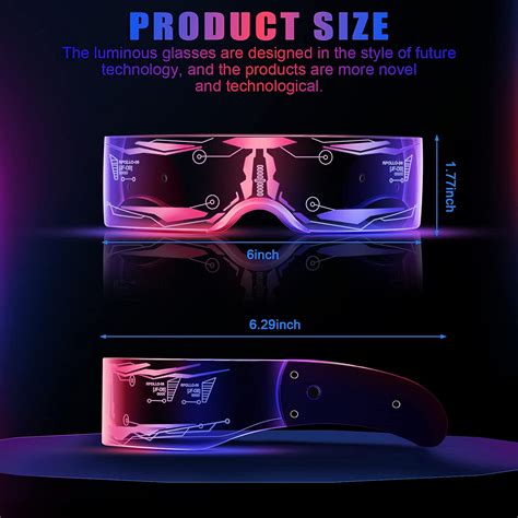 Buy 2 Pairs Led Visor Glasses 7 Colors Futuristic Glasses 4 Modes Light
