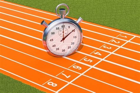 Premium Photo Silver Stopwatch Chronometer On The Running Track 3d