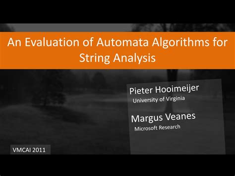 Ppt An Evaluation Of Automata Algorithms For String Analysis