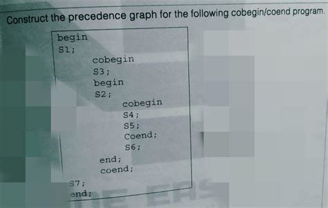 Solved Construct The Precedence Graph For The Following