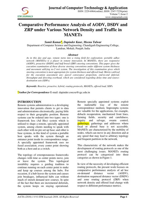 Pdf Comparative Performance Analysis Of Aodv Dsdv And Zrp Under