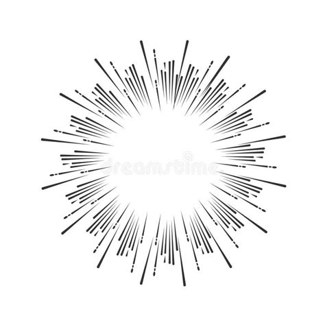Sun Rays Hand Drawn Linear Drawing Stock Vector Illustration Of
