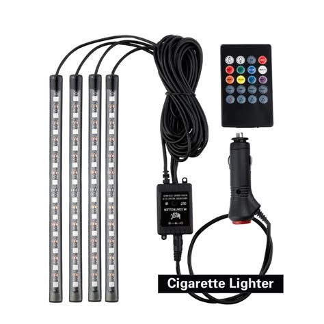 자동 Led Rgb 인테리어 분위기 스트립 조명 장식 풋 램프 Usb 무선 원격 음악 제어 차량용 다중 티몬